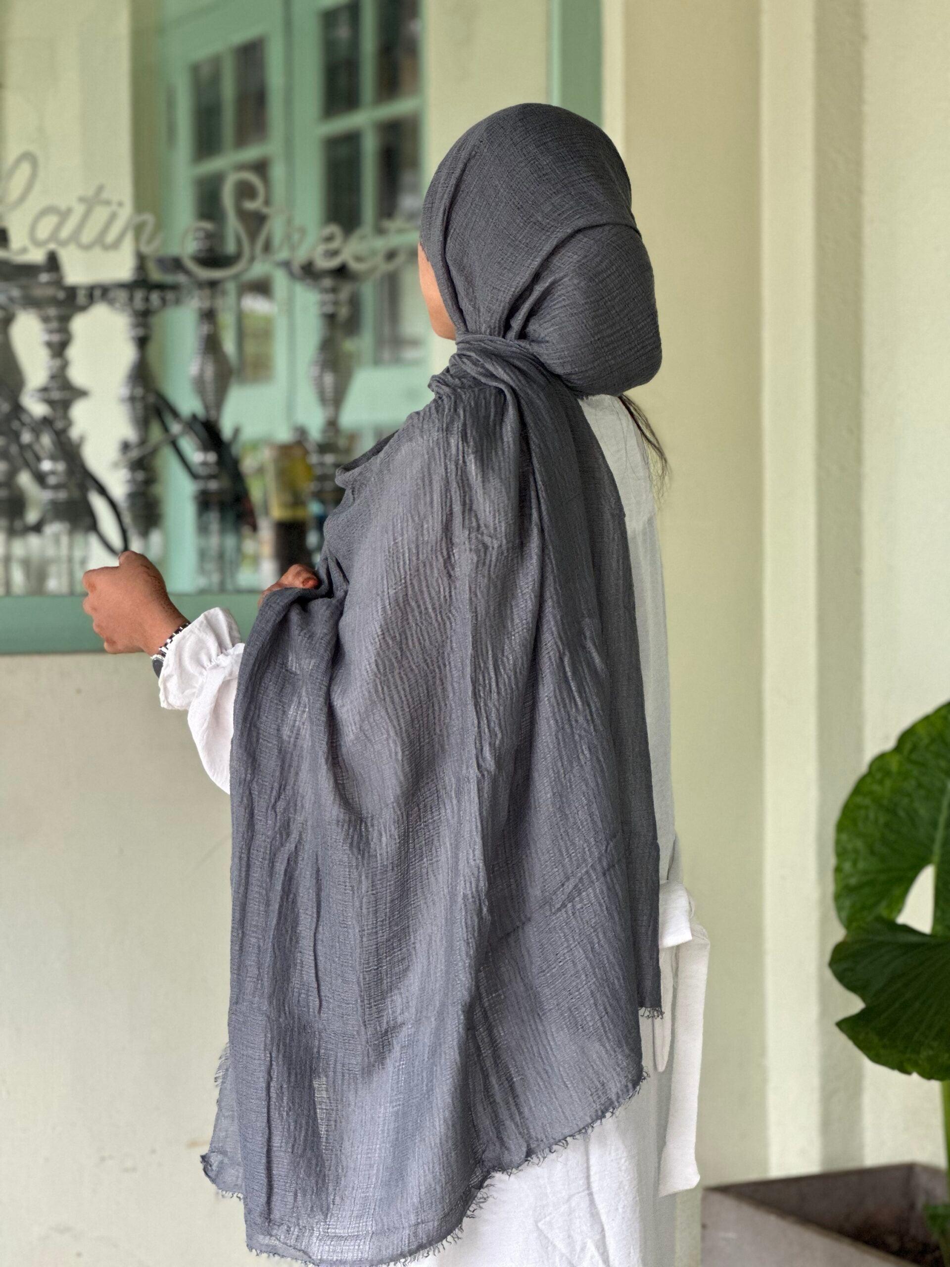 Coal Grey maxi premium cotton hijab – PASTEL PARROTS